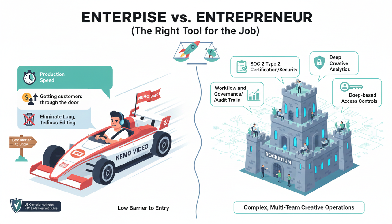NemoVideo vs. Rocketium: Best AI Video Software for Small Biz
